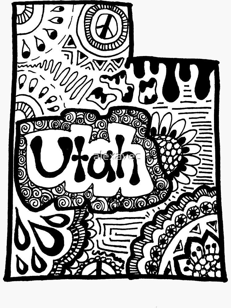 "Utah State Zentangle" Sticker by alexavec | Redbubble