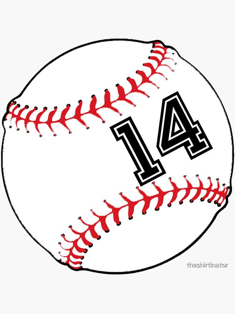 "Baseball Player Jersey No 14 Back Number #14 Ball Sport Sticker Gift ...