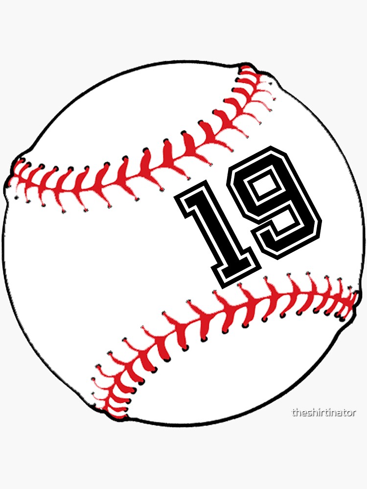 "Baseball Player Jersey No 19 Back Number #19 Ball Sport Sticker Gift ...