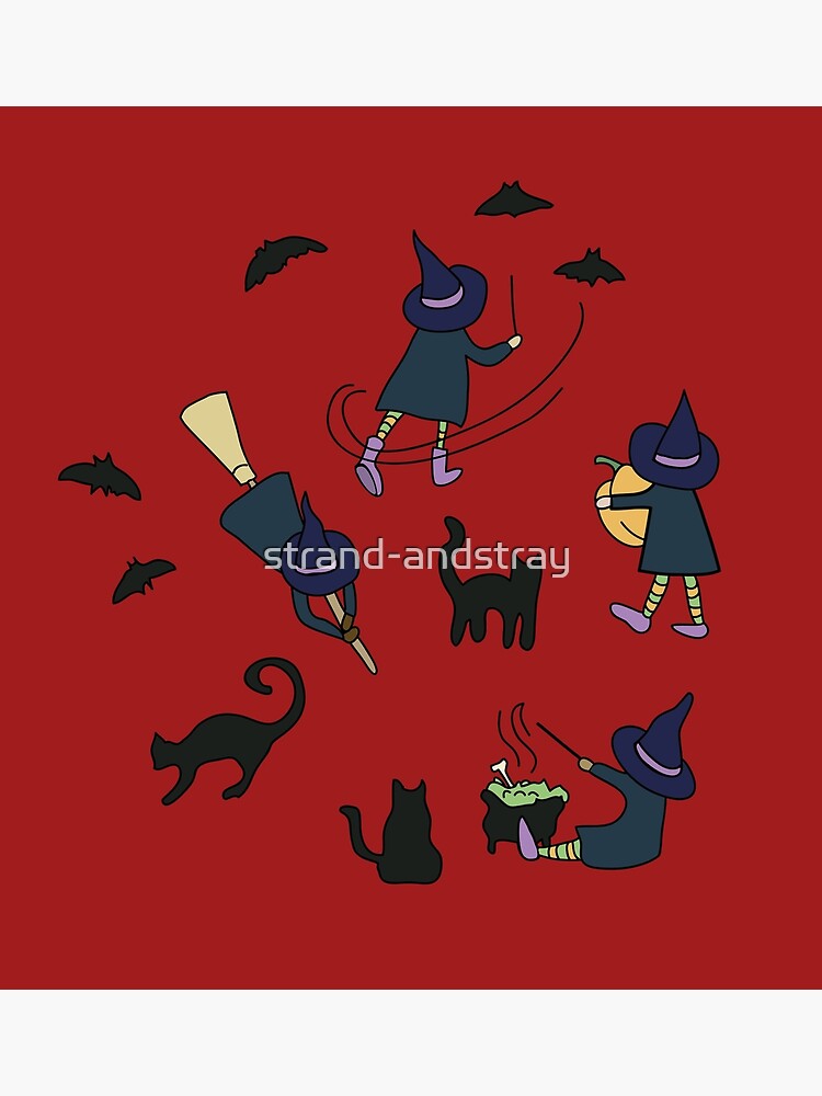 "Witchlings red background" Poster by strand-andstray | Redbubble