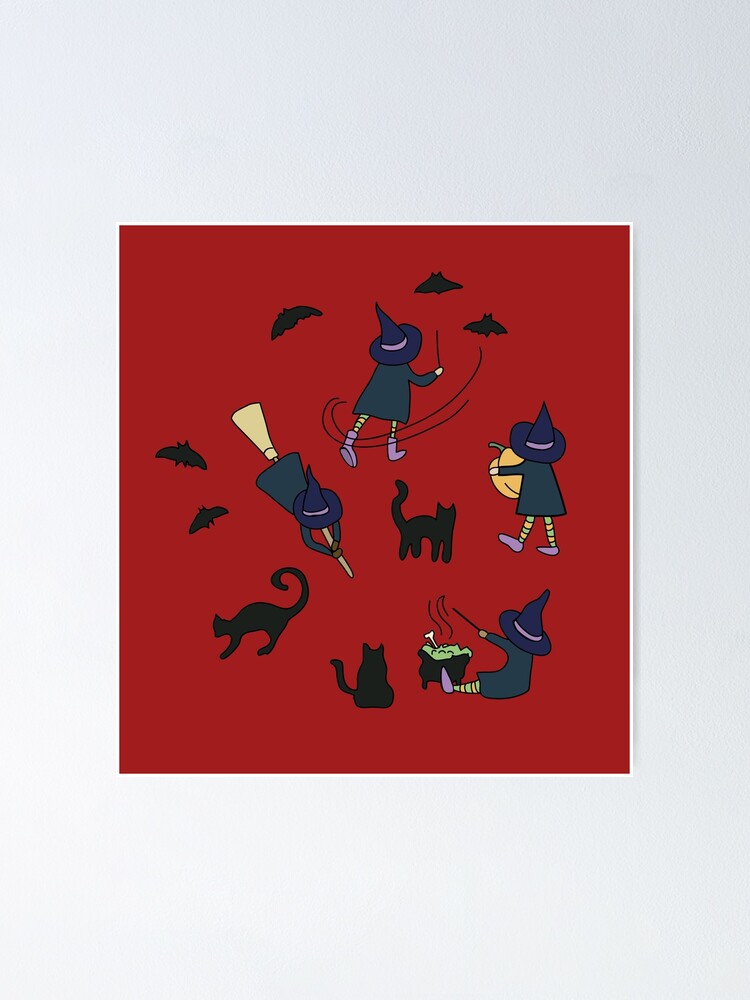 "Witchlings red background" Poster by strand-andstray | Redbubble