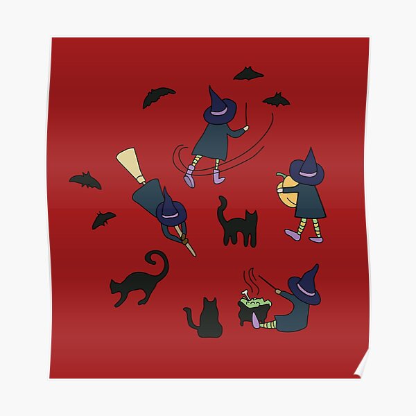 "Witchlings red background" Poster by strand-andstray | Redbubble