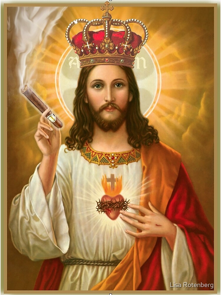 "Cigar Smoker Jesus Religious Christian Art Portrait" Poster for Sale ...
