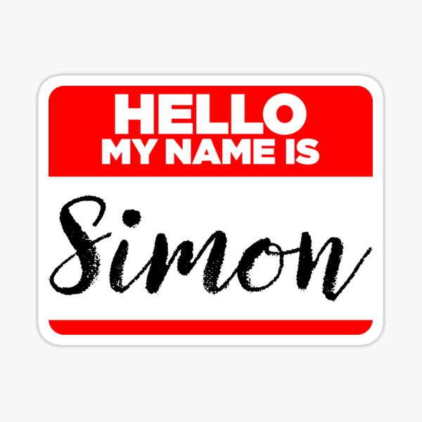 "My Name Is... Simon - Introduction Hipster Sticker Tag" Sticker for ...