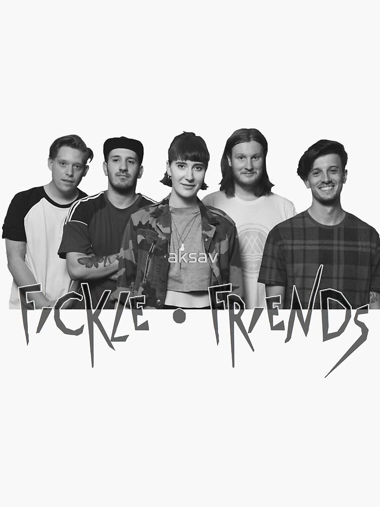 "fickle friends group photo with text" Sticker by aksav | Redbubble