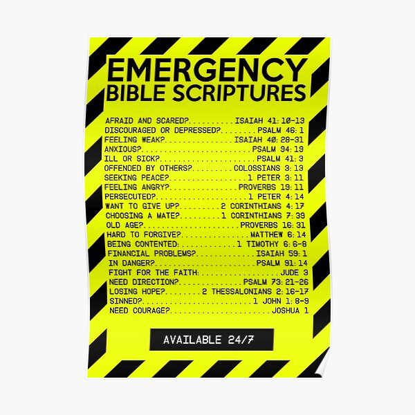 "Emergency Bible Scriptures Numbers (New and Improved)" Poster for Sale ...