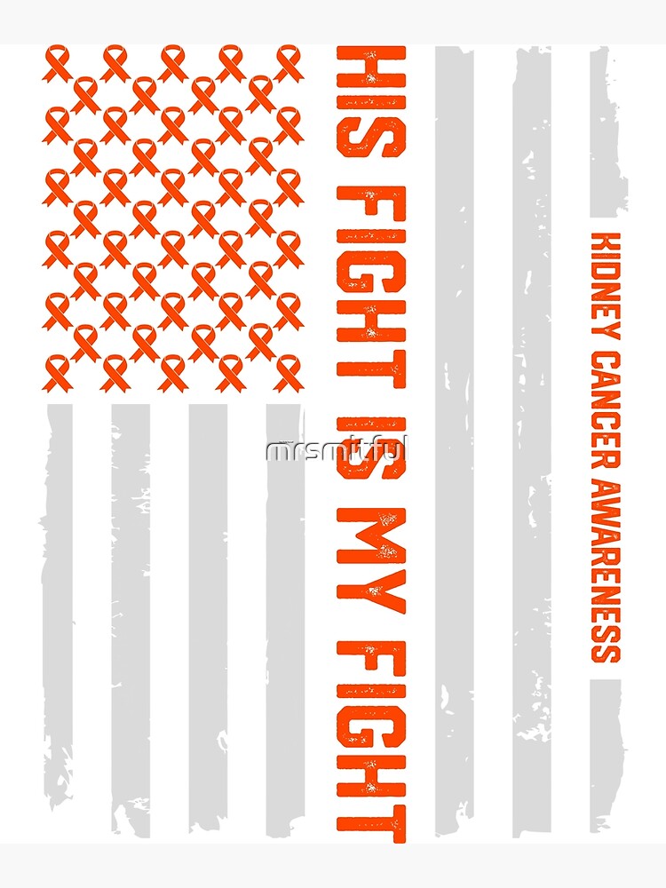 "Kidney Disease Cancer Survivor Awareness Ribbon American Flag" Art ...