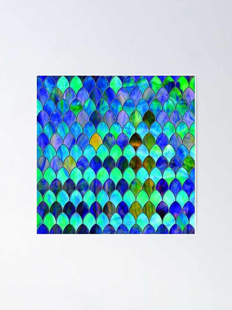 "Blue Green Stained Glass" Poster by GuyBlank | Redbubble