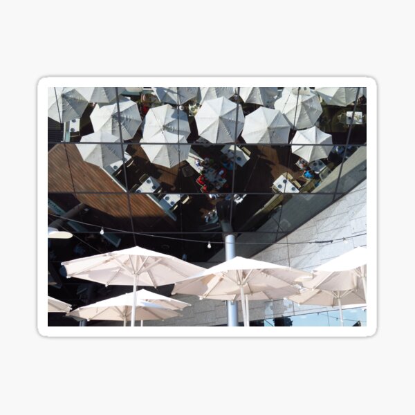 "White Parasols, Barcelona Waterfront" Sticker for Sale by ...