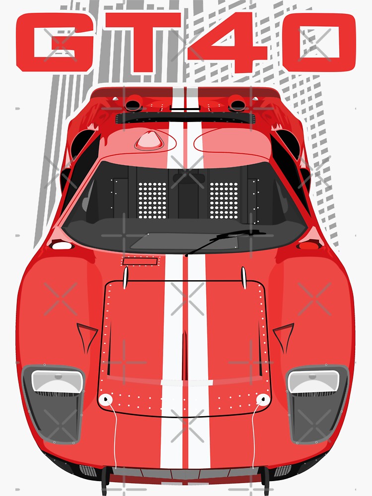 "Ford GT40- red" Sticker for Sale by V8social | Redbubble