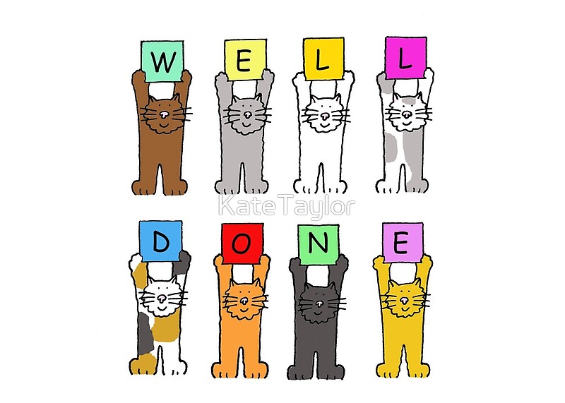 "Well Done Cute Cartoon Cats" by KateTaylor | Redbubble