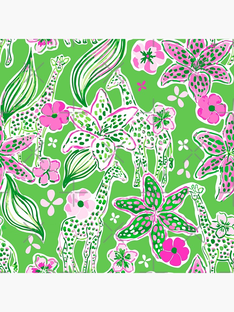"Fun Preppy Pink and Green Giraffe Pattern" Art Board Print for Sale by ...