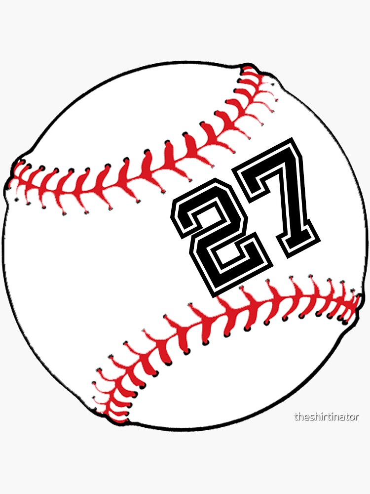 "Baseball Player Jersey No 27 Back Number #27 Ball Sport Sticker Gift ...