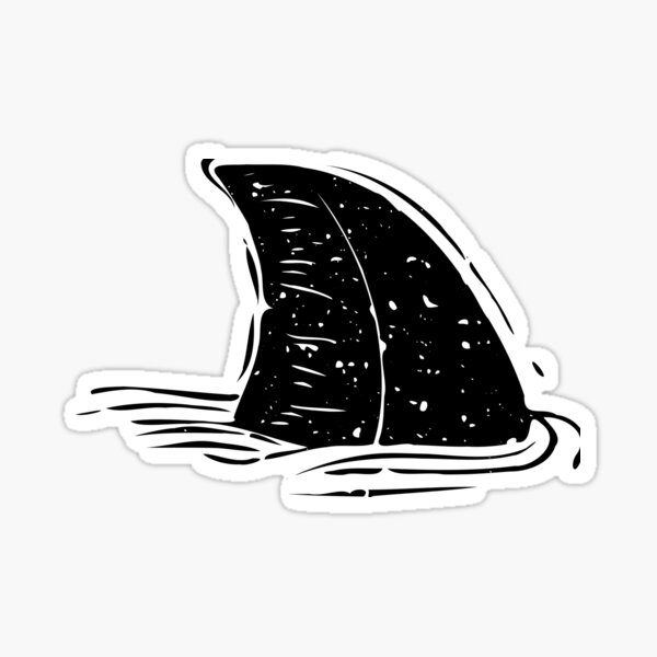 "shark fin - shark fin - shark attak" Sticker for Sale by TShirtsByMs ...