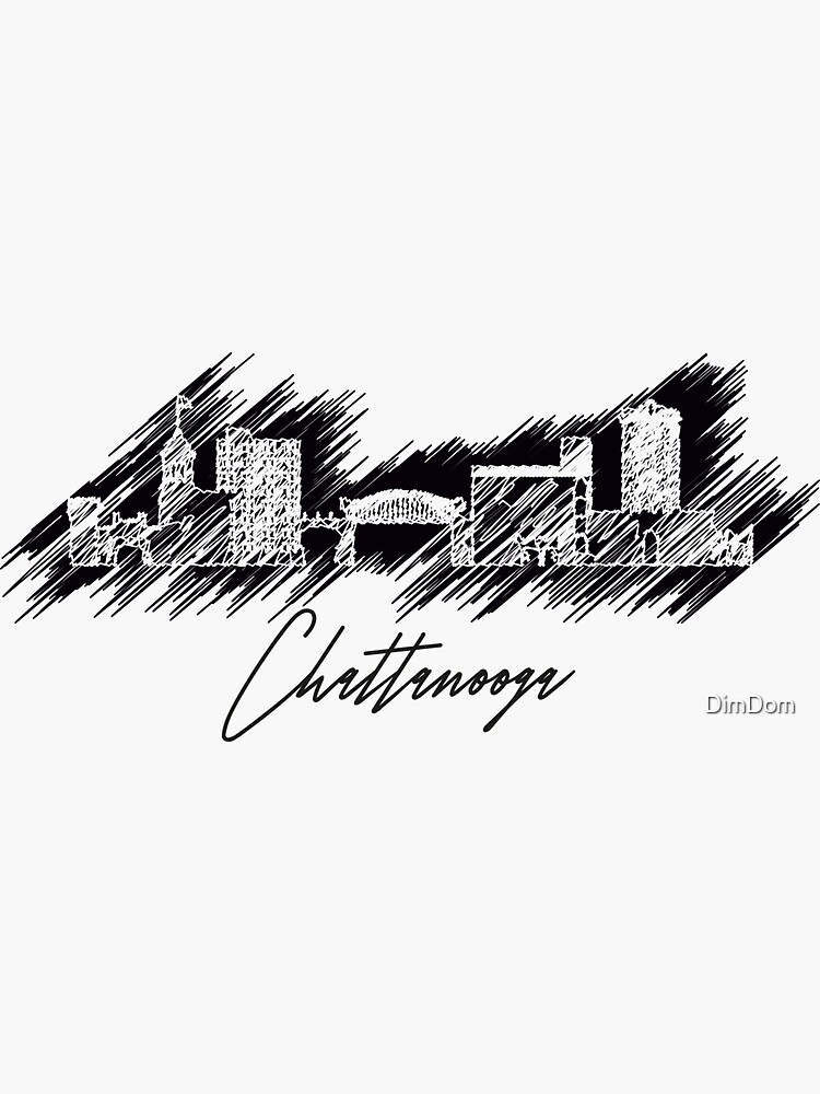 " Chattanooga graphic scribble skyline in black" Sticker for Sale by ...