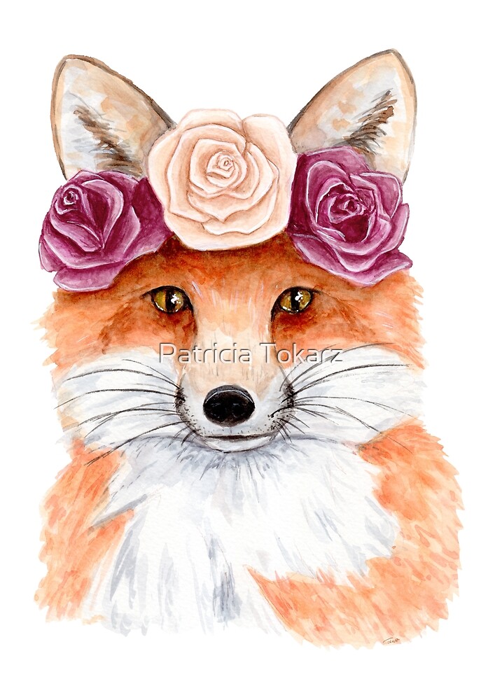 "Fox with Flowercrown - Watercolour Painting" by Patricia Tokarz ...