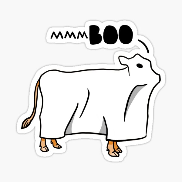 "Scary Halloween Ghost Cow" Sticker by DOODL | Redbubble