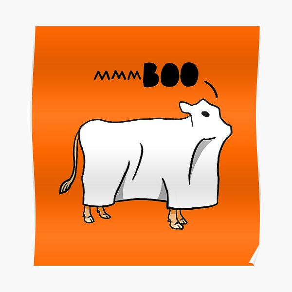 "Scary Halloween Ghost Cow" Poster by DOODL | Redbubble
