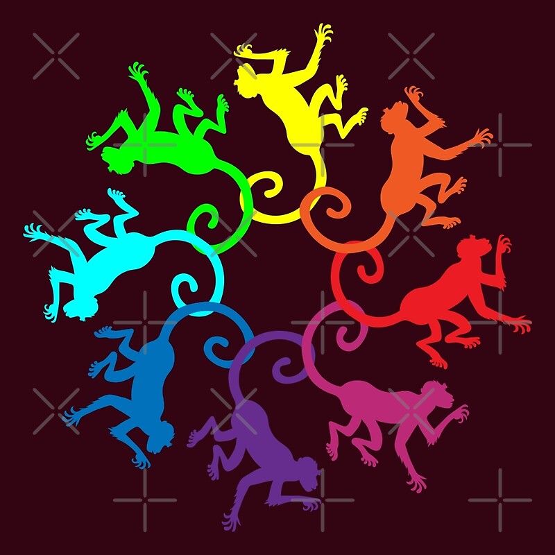 "Color: Monkey Rainbow Pinwheel" by PepomintNarwhal | Redbubble