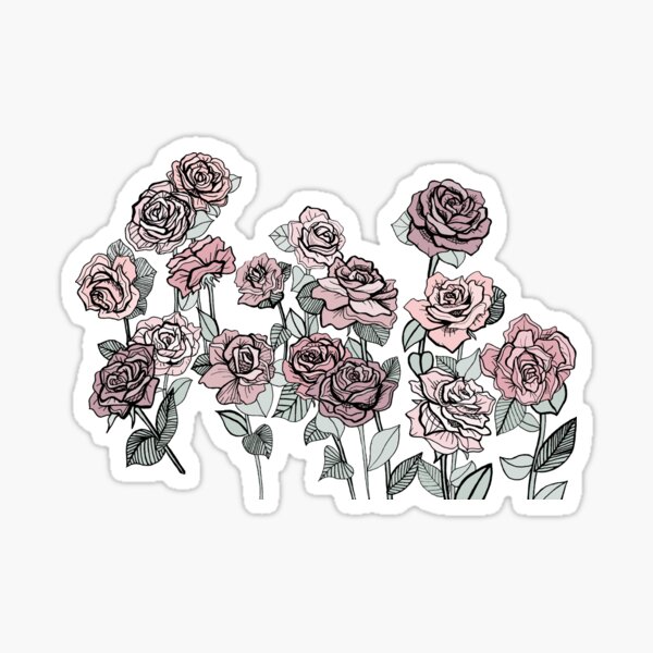 "Rose Bush " Sticker by BlueHazeStudio | Redbubble