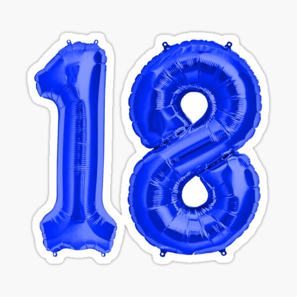 "Blue 18th Birthday Metallic Helium Balloons Numbers" Sticker for Sale ...