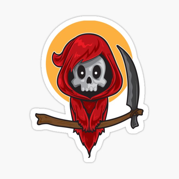 "Cute red grim reaper " Sticker by Yorkx | Redbubble
