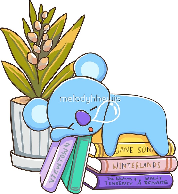 "BT21 Koya Sleeping Lazy Koala Mountain of Books" by melodyhhewis ...