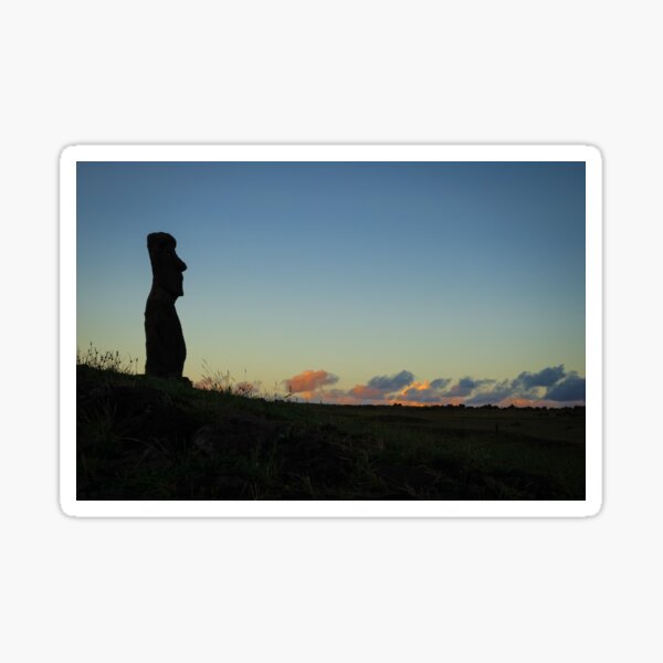 "Moai statue ahu akapu at sunset, easter island" Sticker for Sale by ...
