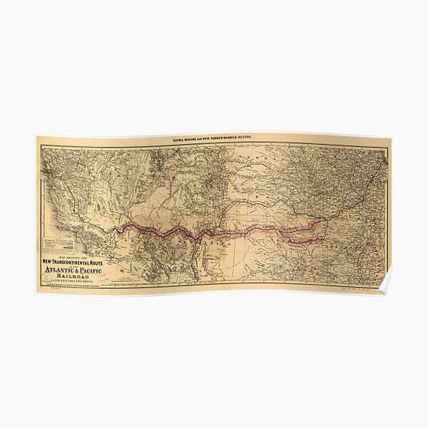 "Transcontinental Route of Atlantic & Pacific Railroad Map (1883 ...