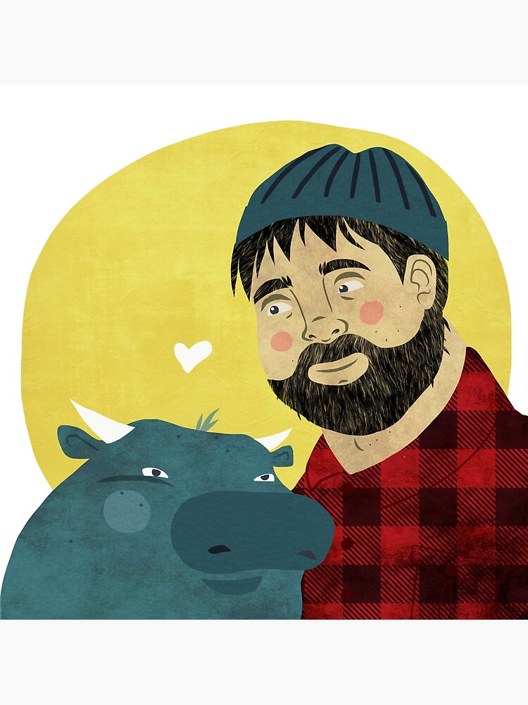 "Paul Bunyan + Babe the blue Ox" Poster for Sale by Mashimashistore ...