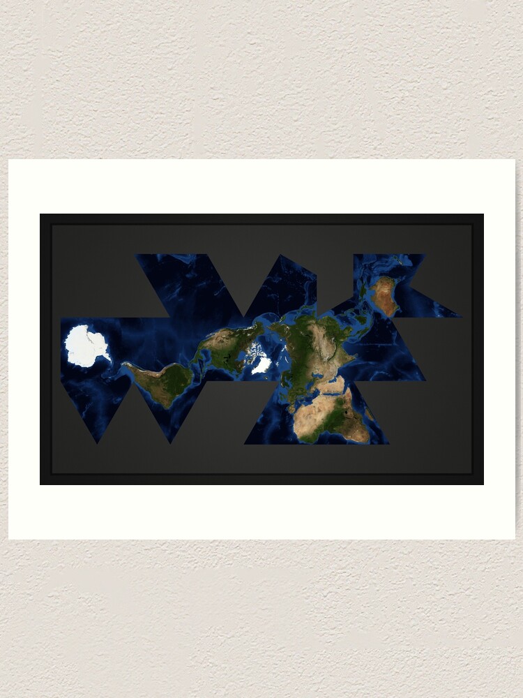 "EARTH World Map , Satellite Image, Fuller Projection" Art Print by ...