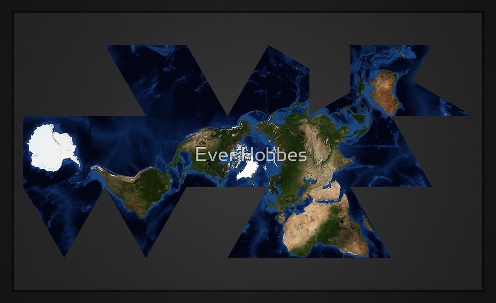 "EARTH World Map , Satellite Image, Fuller Projection" by Ever Hobbes ...