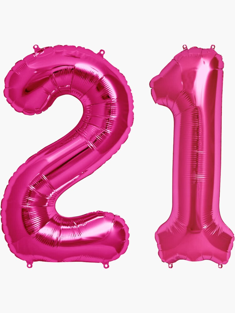 "Hot Pink 21st Birthday Metallic Helium Balloons Numbers" Sticker by ...