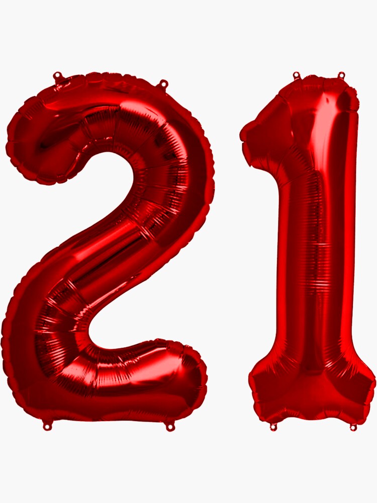 "Red 21st Birthday Metallic Helium Balloons Numbers" Sticker by ...