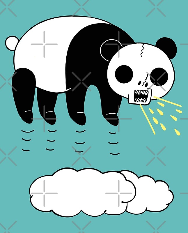 "Skull Panda is floating in the sky (saying something)" by RYURAKUDO ...