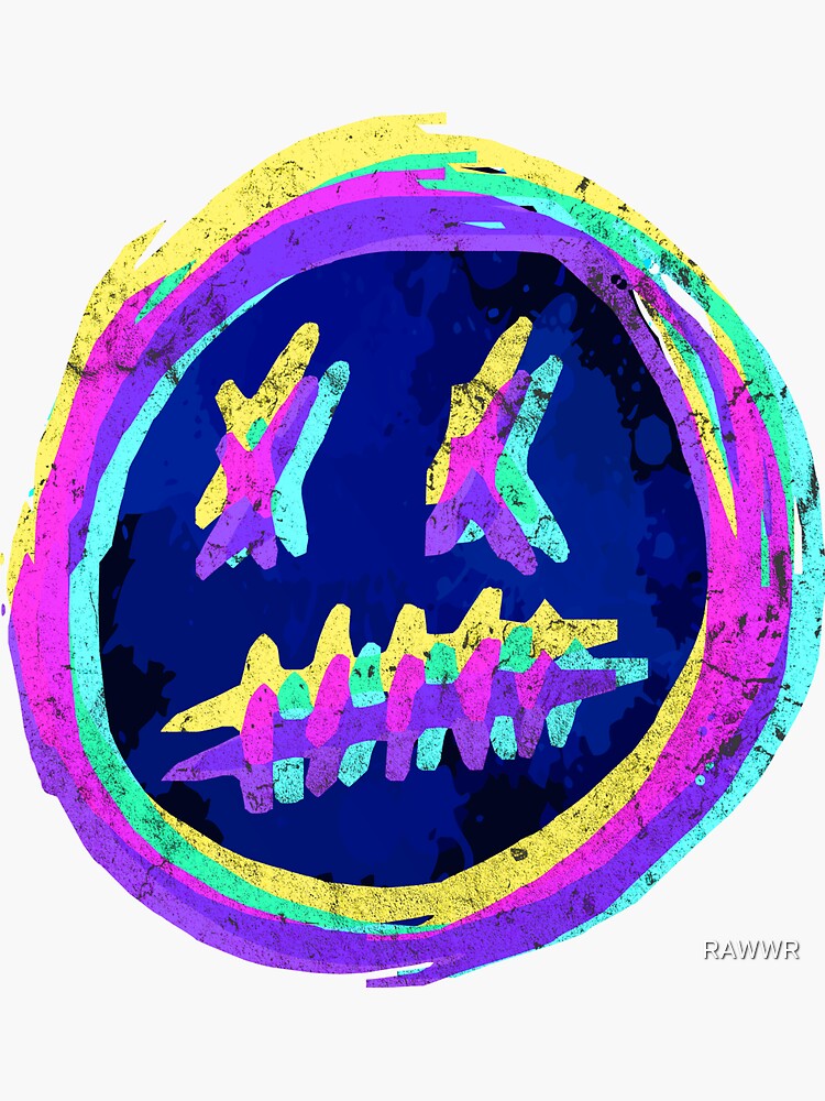 "Crazy smiley face - RGB glitch" Sticker for Sale by RAWWR | Redbubble
