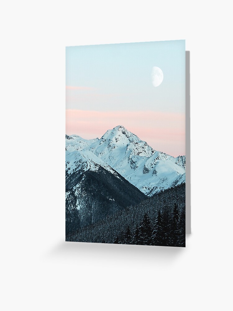 Blank Cards Moon Mountain Drawing Greetings Card Sketch Print Paper ...