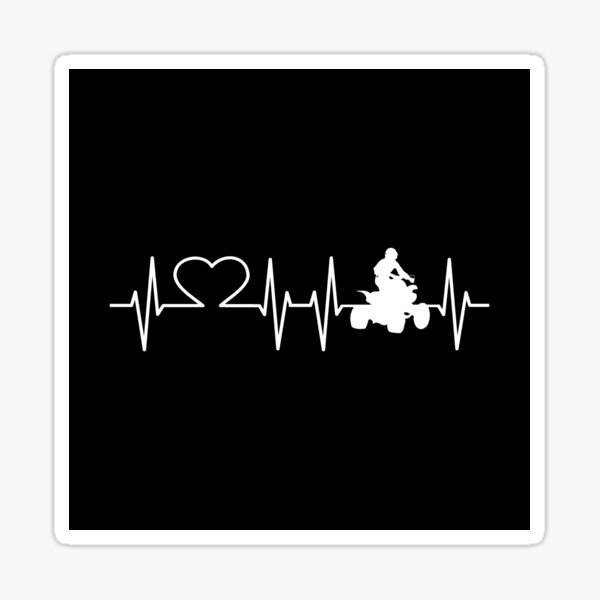 "ATV Heart I Love Quad Biking Heartbeat ECG Gift" Sticker for Sale by ...
