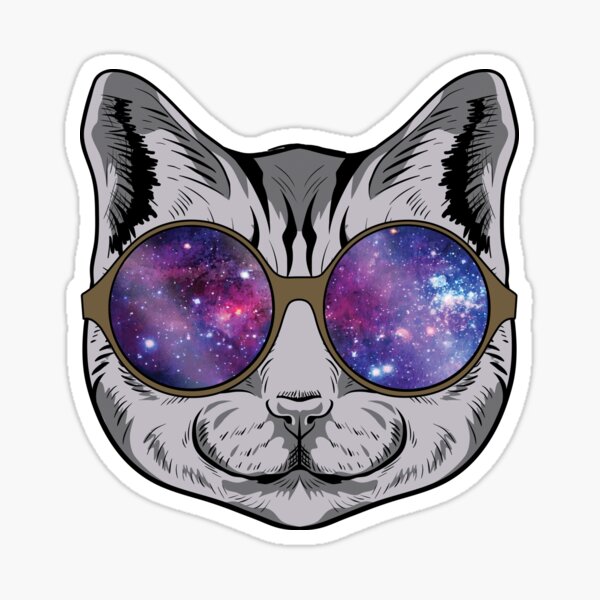 "Space Cat Galaxy Glasses" Sticker by designeclipse | Redbubble
