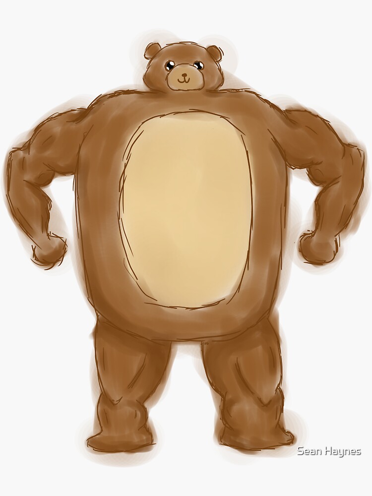 "Disproportionately Buff Teddy Bear " Sticker for Sale by sarahhaynes ...