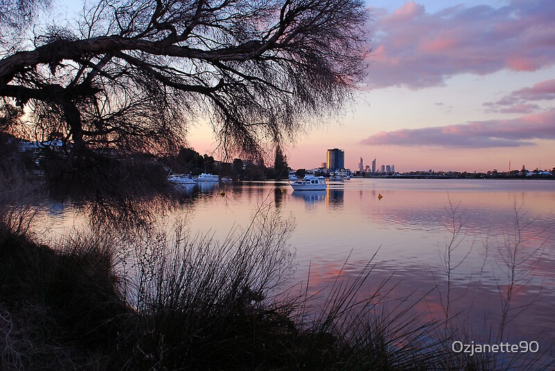 "Sunset over the Swan River Perth" by Jan Rodgers | Redbubble
