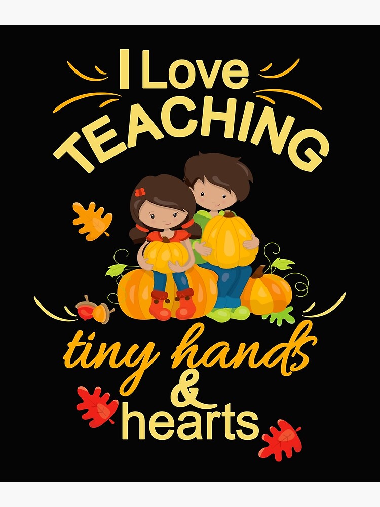 "Thanksgiving Fall Teacher Gift Cute KIds & Pumpkin I Love Teaching ...