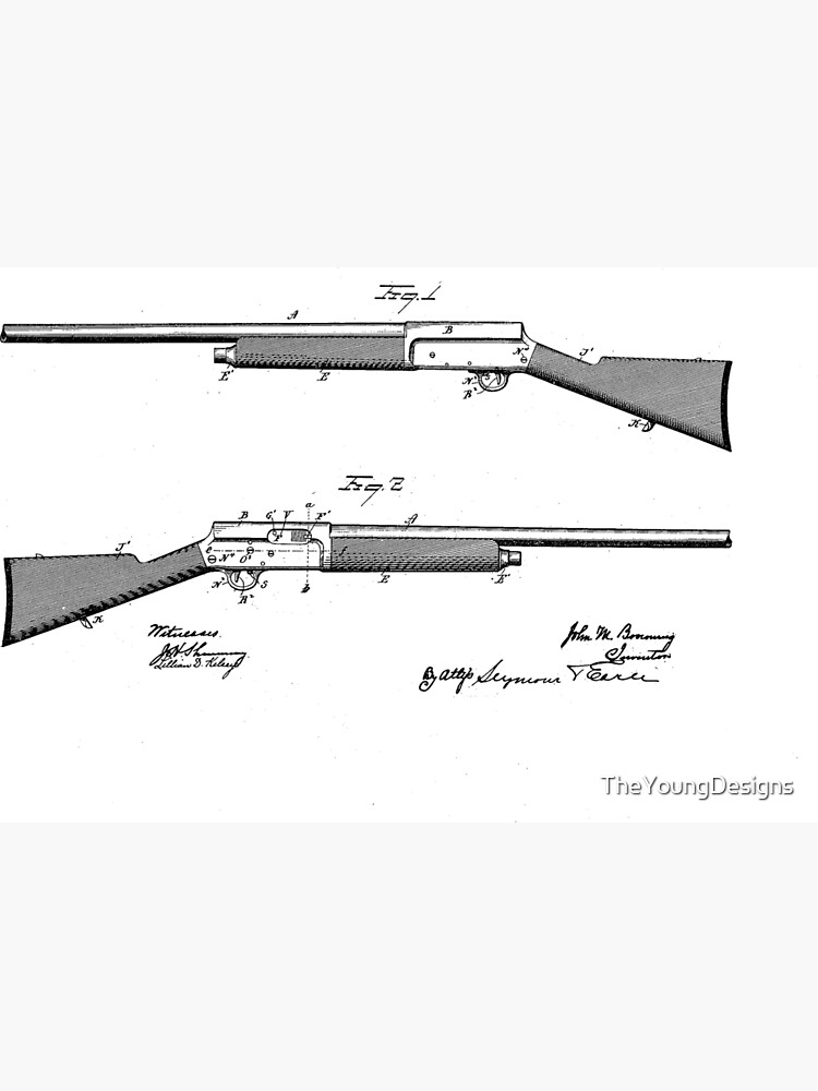 "Recoil Firearm Gun Vintage Patent Drawing" Photographic Print by ...