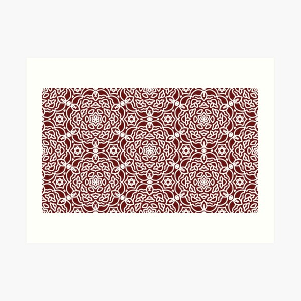 "Maroon floral tiles" Art Print for Sale by tmntphan | Redbubble