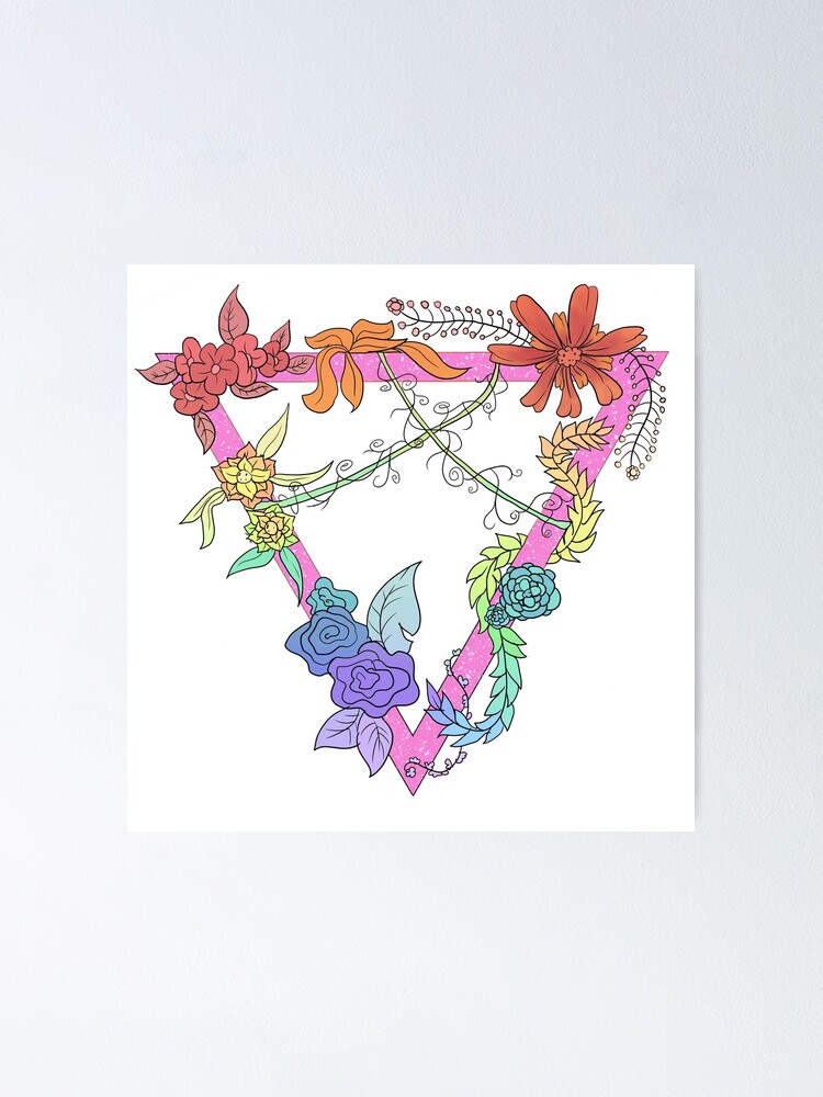 "Pink Triangle and Flowers" Poster for Sale by CinnamonBunn | Redbubble