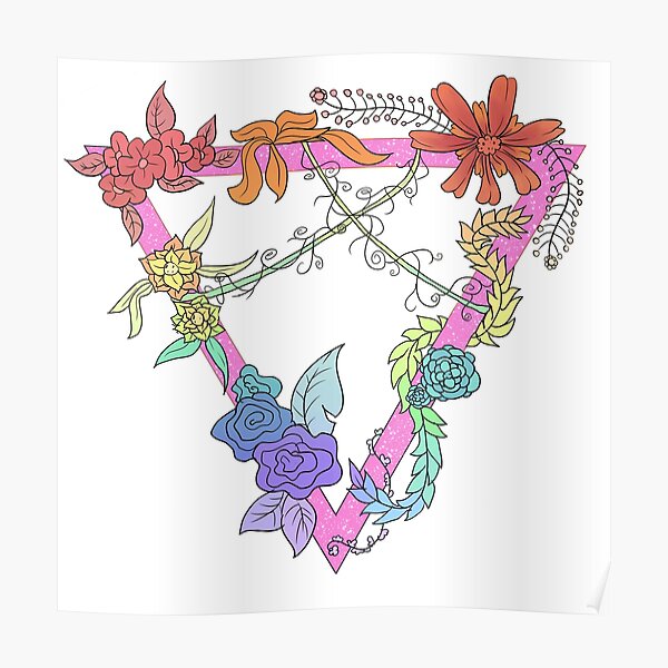 "Pink Triangle and Flowers" Poster for Sale by CinnamonBunn | Redbubble
