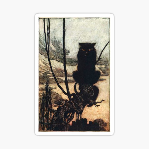 "The Black Cat - Jorinda and Joringel - Arthur Rackham" Sticker by ...