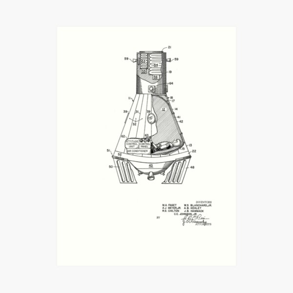 "Space Capsule Vintage Patent Drawing" Art Print for Sale by ...