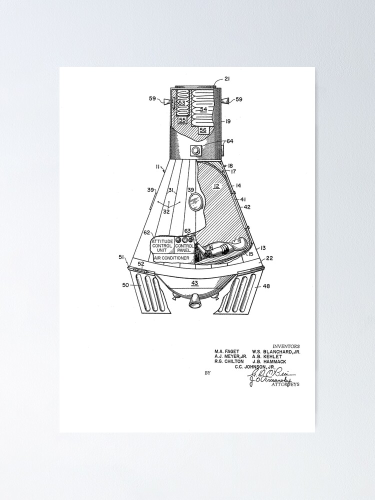 "Space Capsule Vintage Patent Drawing" Poster for Sale by ...
