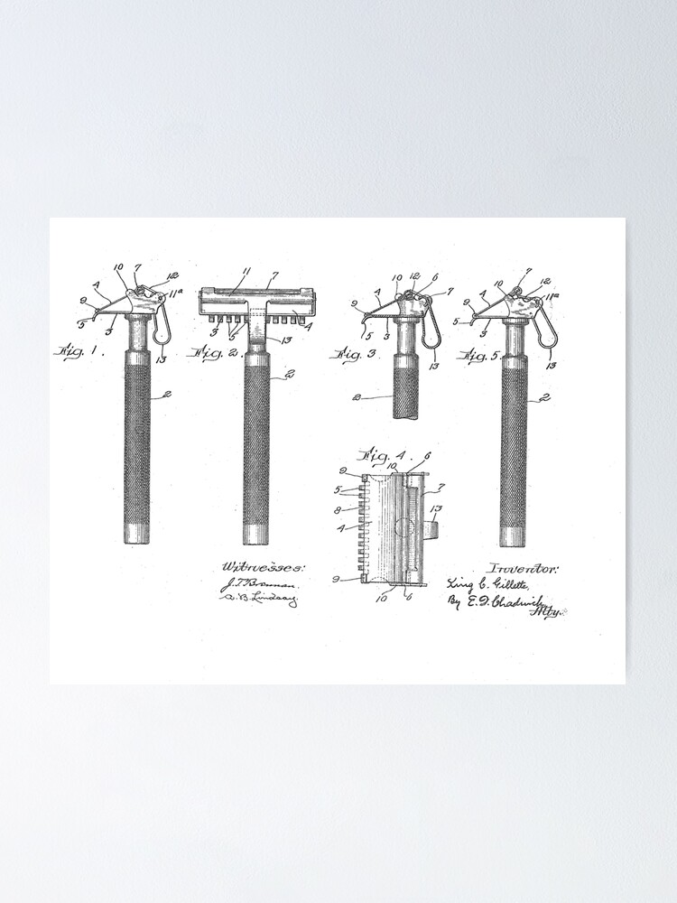 "Safety Razor Vintage Patent Drawing" Poster for Sale by ...